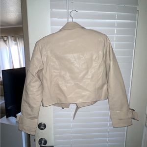 Jackets & Coats | Beige Leather Jacket Cropped | Poshmark